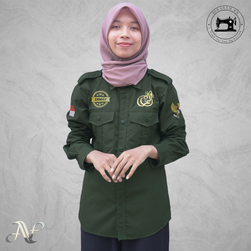 Jual Kemeja Kerja Kemeja PDL Kemaja Lapangan Custom Bordir Lengan Panjang | Shopee Indonesia