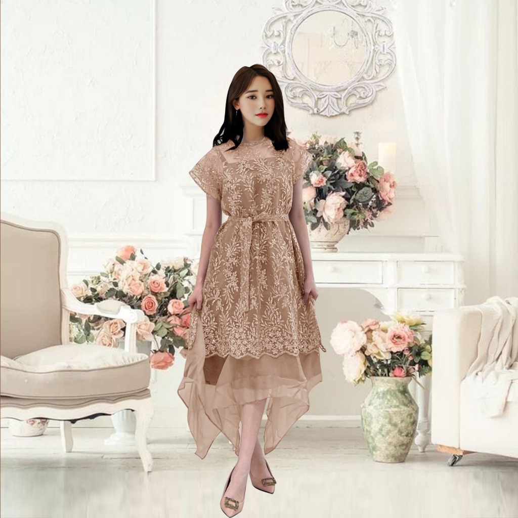 Jual Dress Wanita Terbaru 2in1 Inner Outer/Dress Liona/Tersedia 2 Size ...