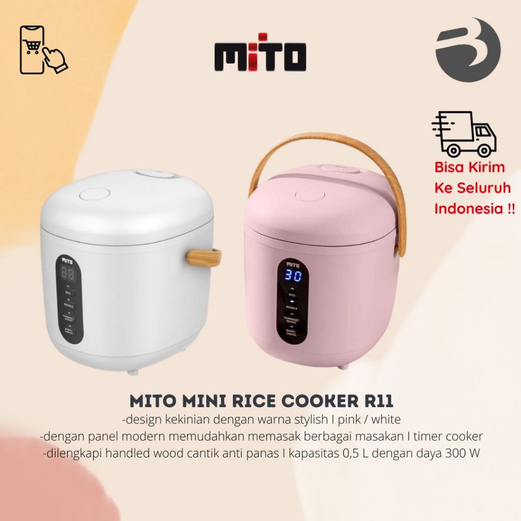 Jual MITO Mini Rice Cooker R11 0,5L Handle Kayu ORIGINAL | Shopee Indonesia
