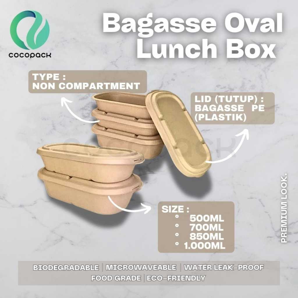 Jual Bagasse Oval 700ml Natural Brown Tutup Pulp 10 PCS | Shopee Indonesia