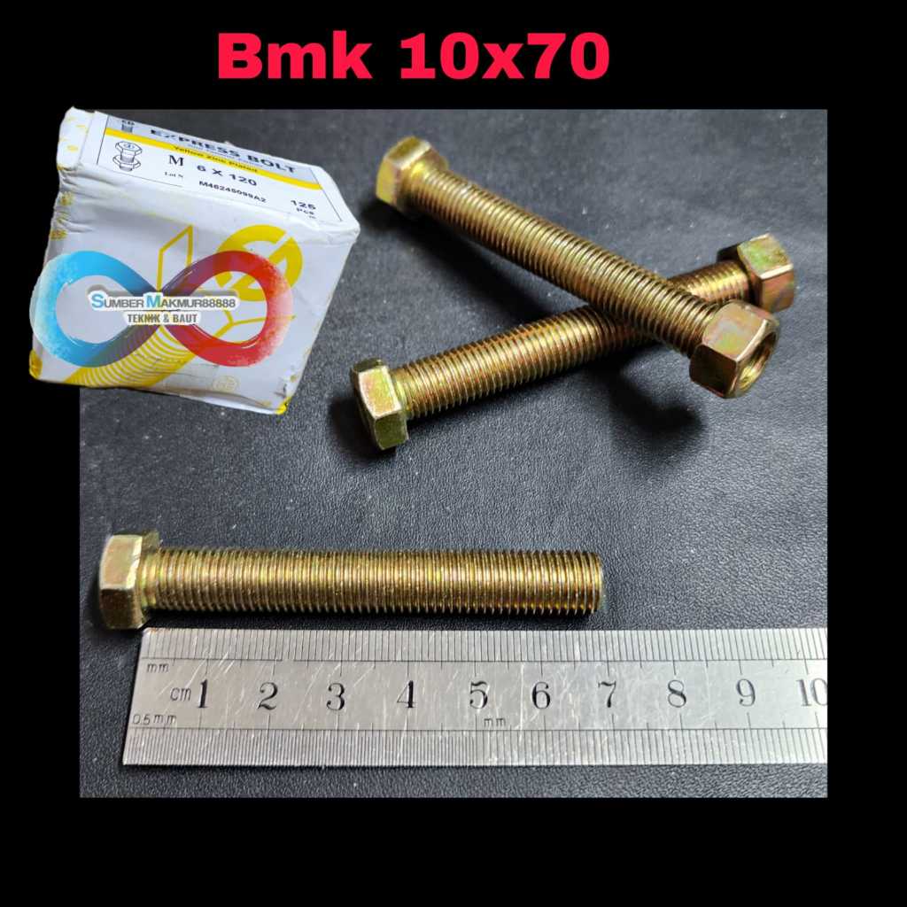 Jual BOX - baut mur kuning / bmk 10×70 ( Isi 75 pcs ) | Shopee Indonesia