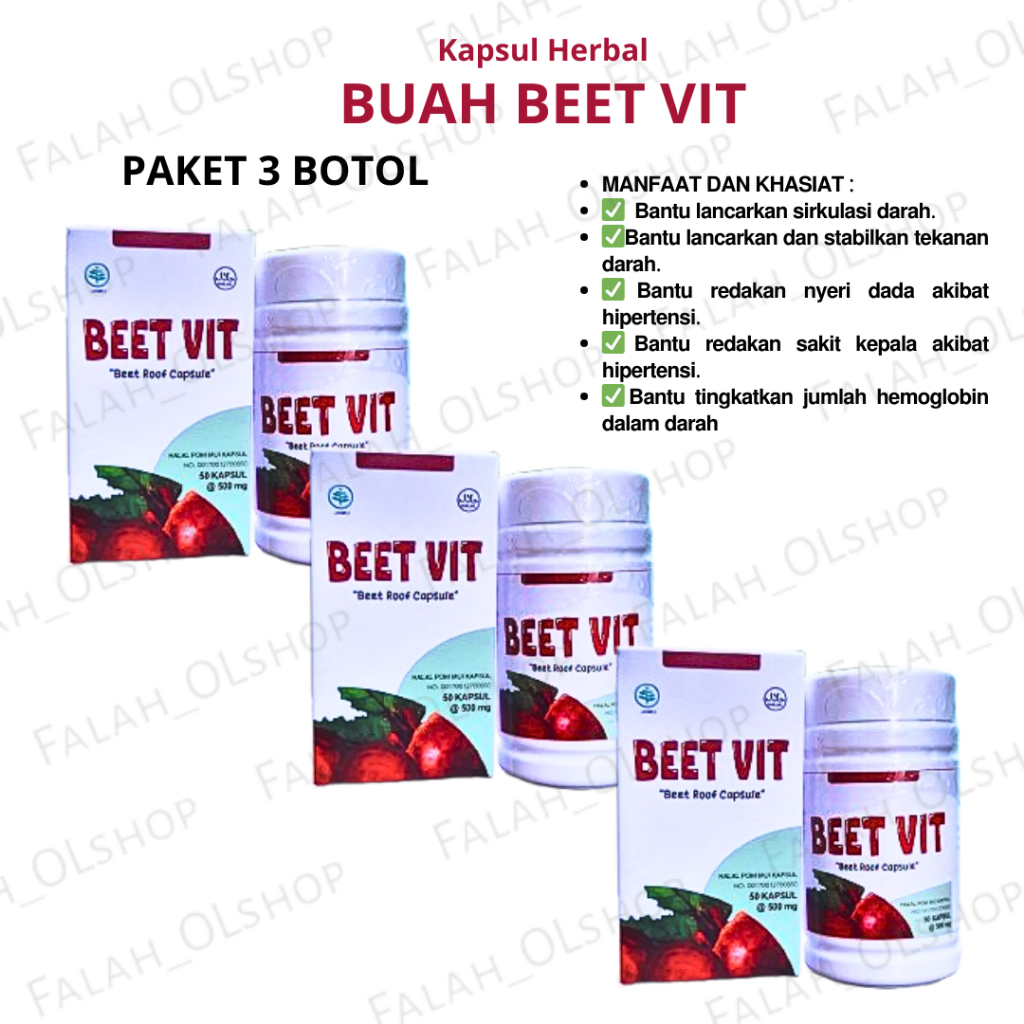 Jual Beet VIT Paket 3 Botol Kapsul Buah Bit Root, Meningkatkan HB Dalam ...