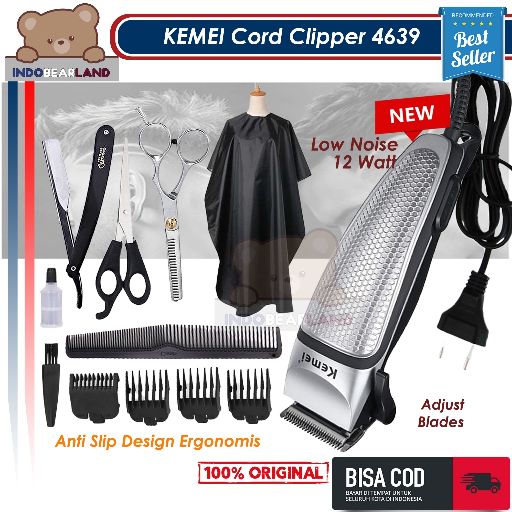 Jual Alat Cukur Pangkas Rambut Lengkap KEMEI Hair Trimmer Mesin Cukur Barbershop Cukuran ...