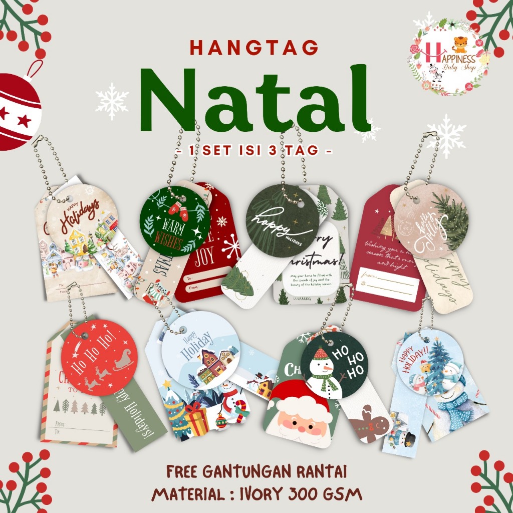 Jual Hang Tag Souvenir Natal Christmas / Hang Tag Kue Natal Christmas ...
