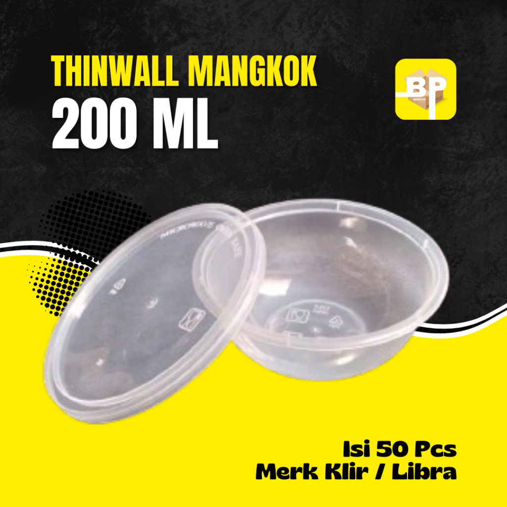 Jual Thinwall Mangkok Isi 25 Pcs Merk Klir / Libra 200 ML | Shopee Indonesia
