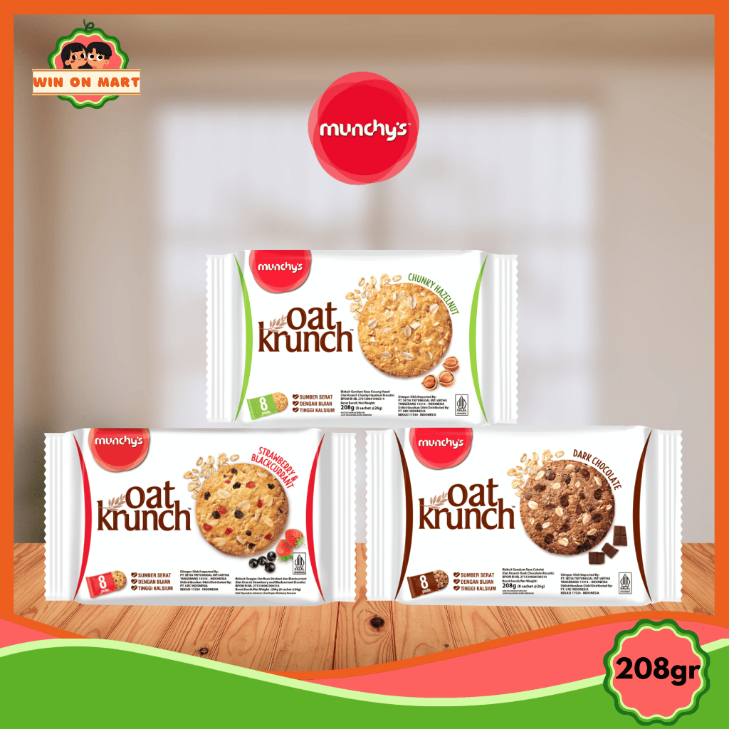 Jual Biskuit Gandum | Munchy's Oat Krunch 208gr | Stroberi | Hazelnut ...