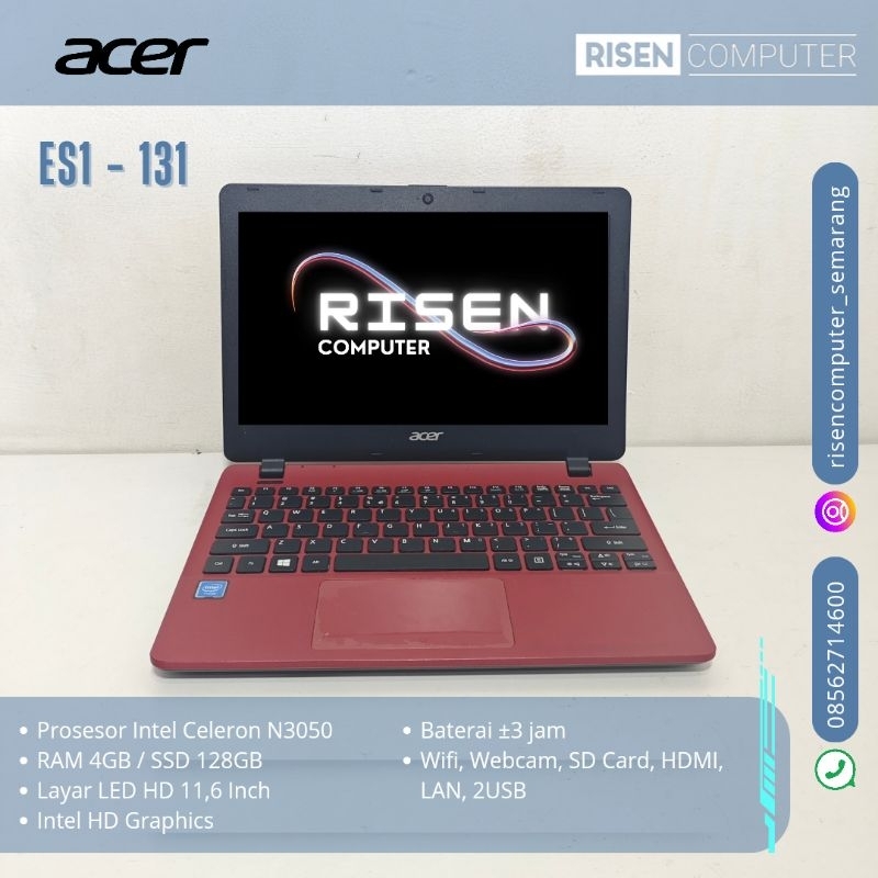Jual Second LAPTOP ACER ES1-131 SERIES Intel Celeron N3050 RAM 4GB SSD 128GB Notebook 11,6inch ...
