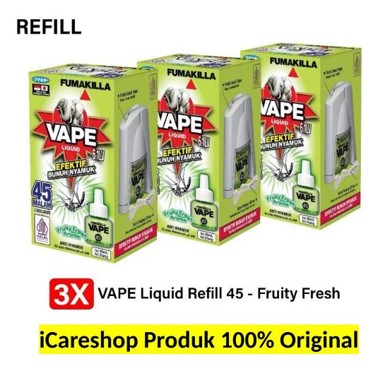 Jual Fumakilla Vape Liquid Refill 45 Malam - Fruity Fresh (isi 3 ...