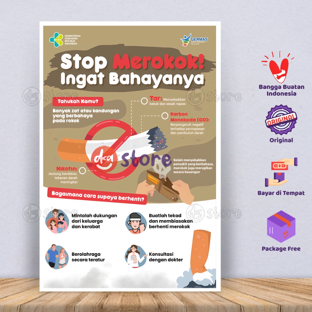 Jual Poster Edukasi Tips Manfaat Stop Merokok A3+ / Gambar Informasi ...