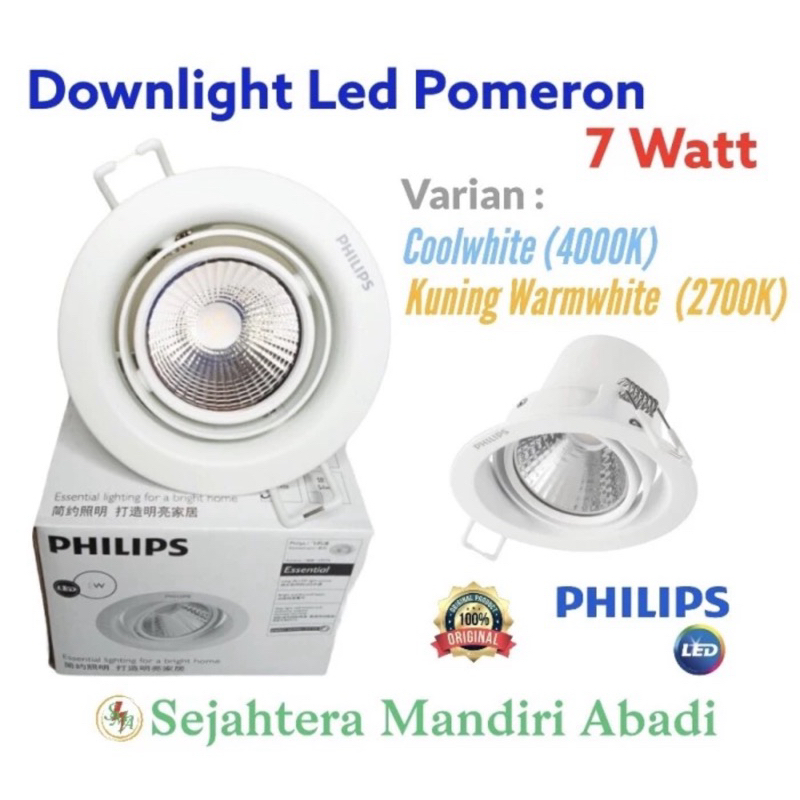 Jual Lampu Downlight LED Philips 7 Watt Pomeron Varian 2700K/ 4000K ...