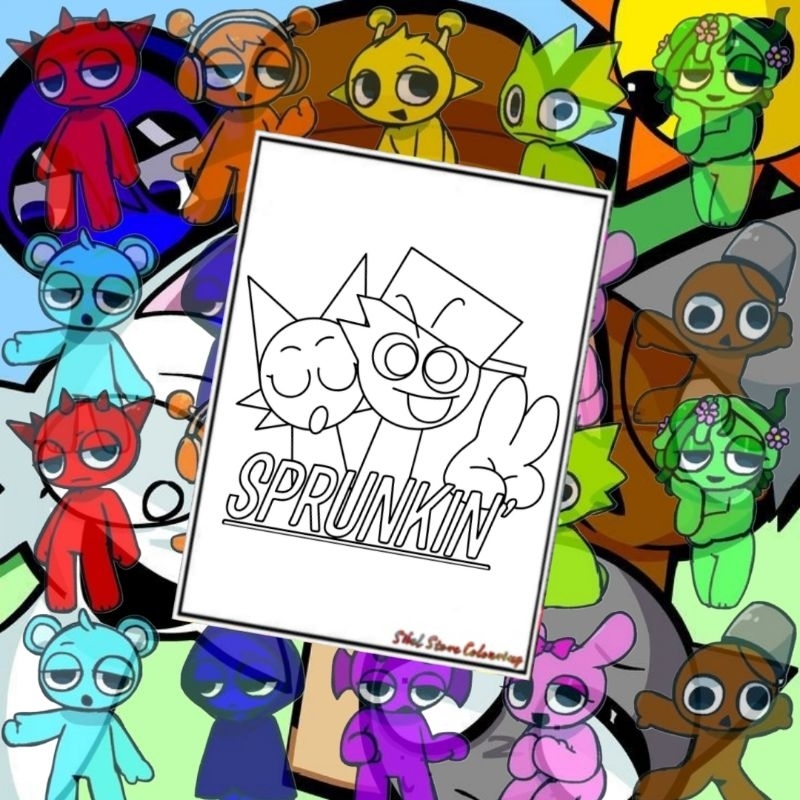 Jual Kertas Gambar Mewarnai Sprunki V4 / isi 10 Lembar Kertas Tebal ...