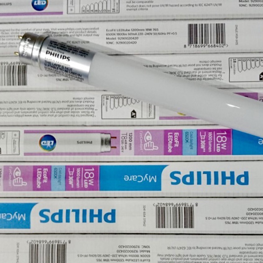 Jual Lampu TL t8 LED Philips Ecofit 8w 60cm 16w 18w 120cm 4000k 6500k ...