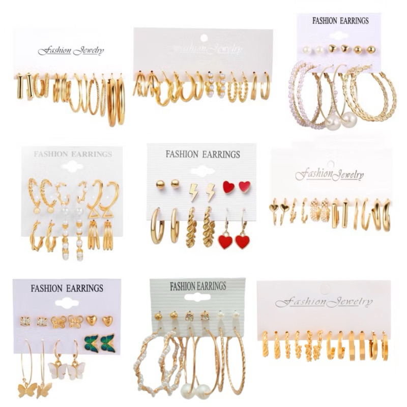 Jual AP12 - Anting Fashion 5pcs-9pcs Anting Hijab Anting Stud Anting ...