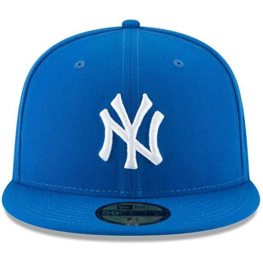 Jual Topi Fit NY New York Yankees Blue White Bordir Fitted Build Up ...