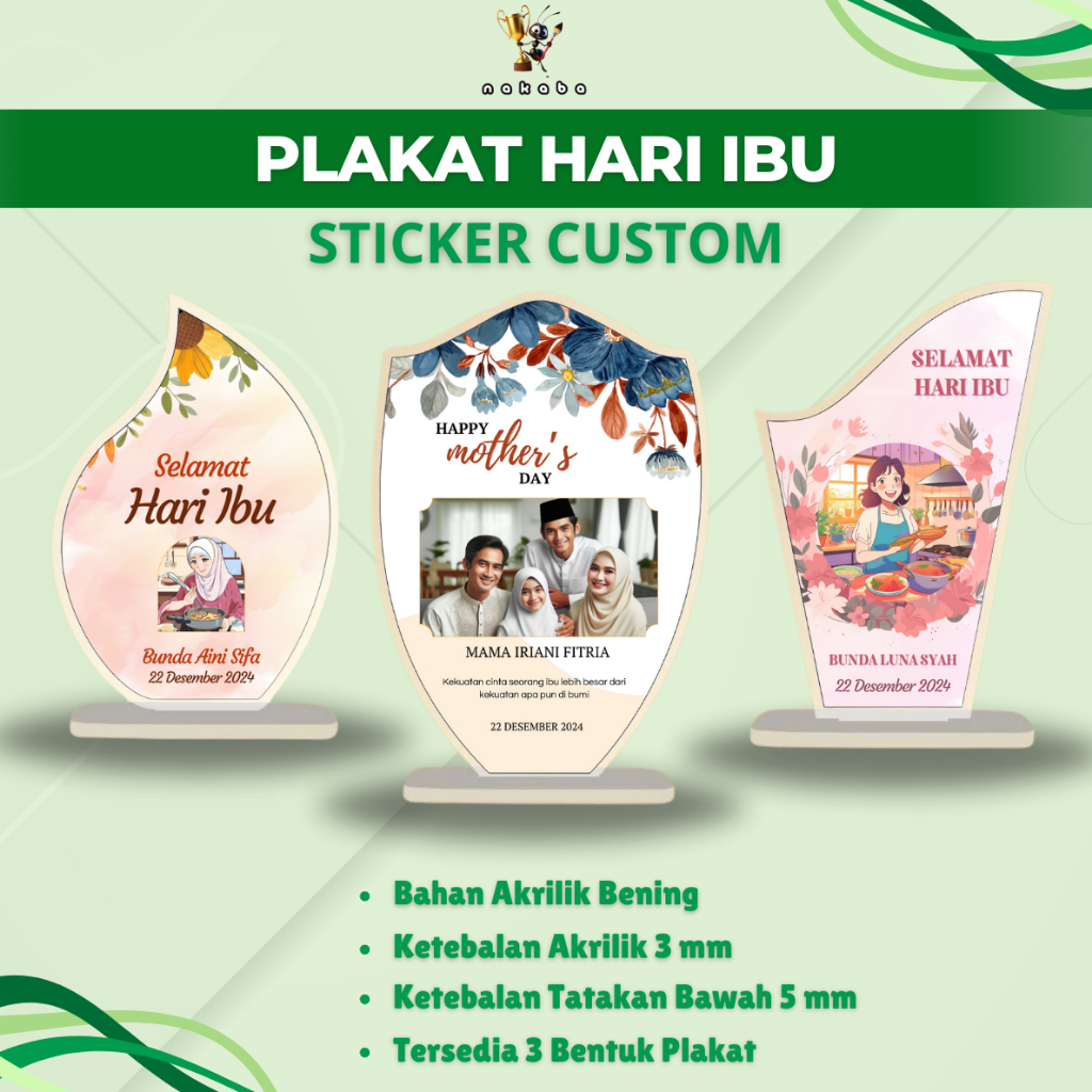 Jual Plakat Akrilik Hari Ibu (Mother's Day) Sticker Custom Tebal 3mm ...