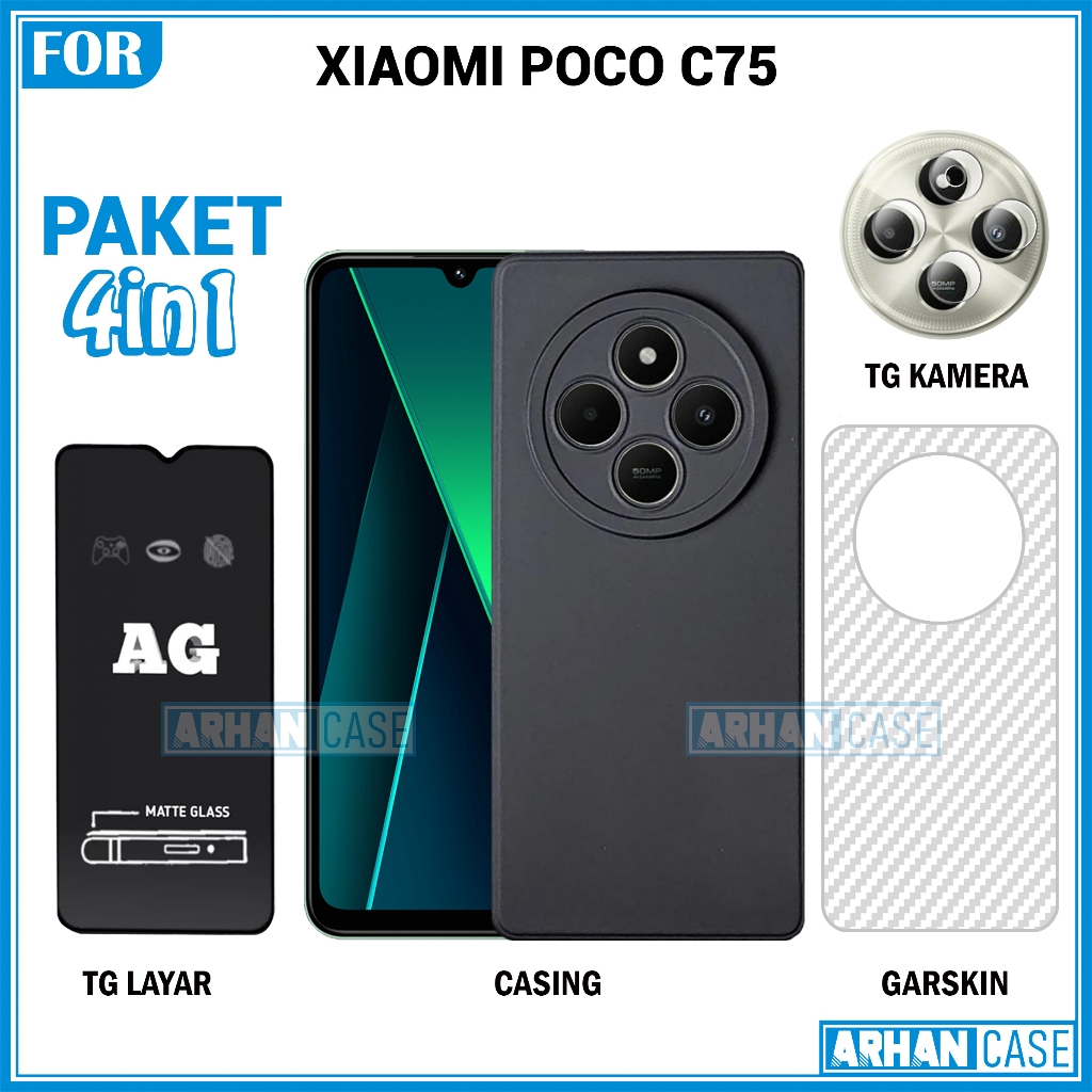 Jual Paket Komplit 4in1 Case Pro Xiaomi Poco C75 C65 Case Perlindungan ...