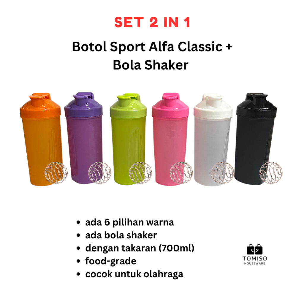 Jual SET 2 IN 1 BOTOL SPORT ALFA CLASSIC DAN BOLA SHAKER 400ml | Botol ...