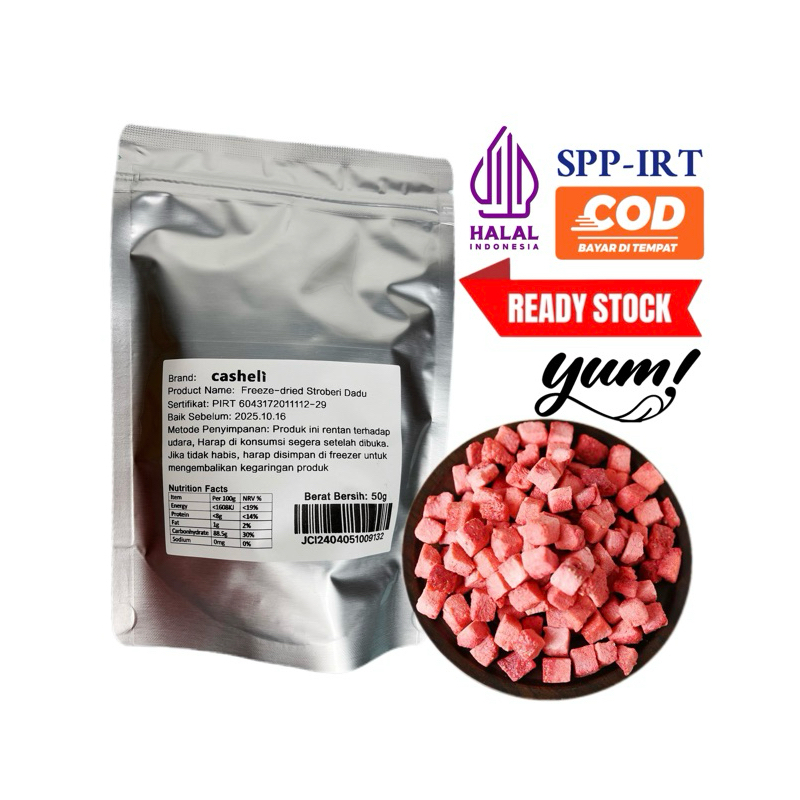 Jual casheli Crispy Strawberry Dadu Freeze-dried Stroberi Dadu | Shopee Indonesia