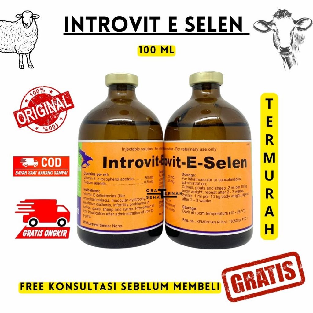 Jual INTROVIT E SELEN 100 ml Vitamin E Selenium Injeksi Hewan Holland ...