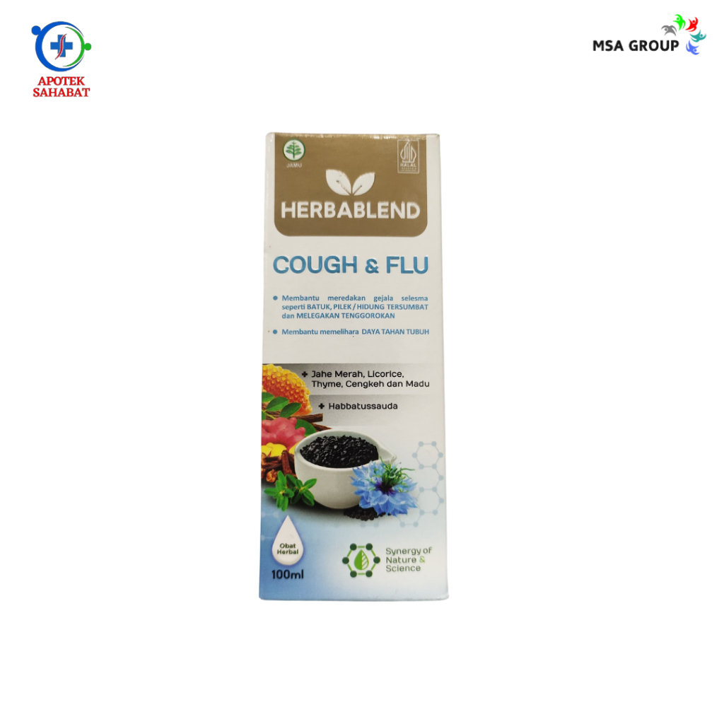 Jual Herbablend Cough & Flu Sirup Herbal Pereda Batuk (1 botol x 100 ml ...