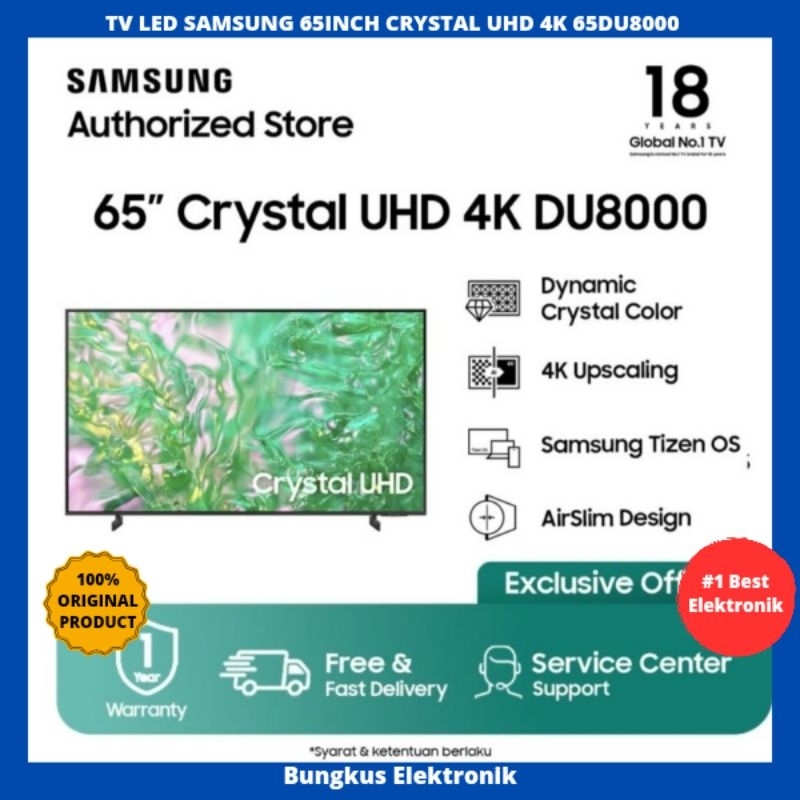 Jual TV LED SAMSUNG 65INCH UHD 4K 65DU8000 TV SAMSUNG 65 INCH DU8000 | Shopee Indonesia