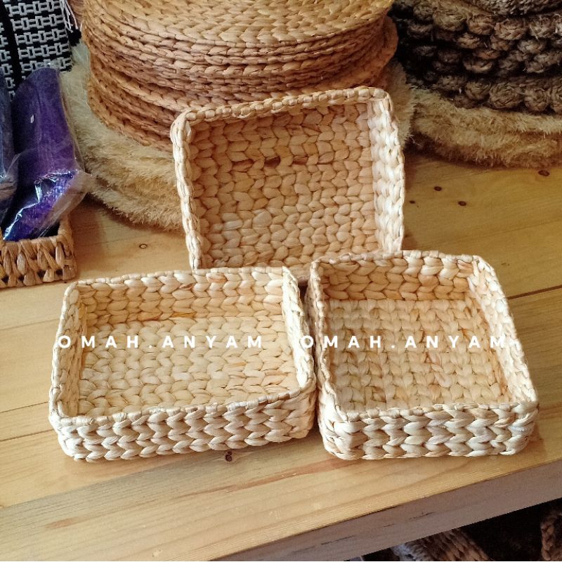 Jual Tray Nampan Eceng Gondok | Baki anyam | storage anyam multifungsi ...