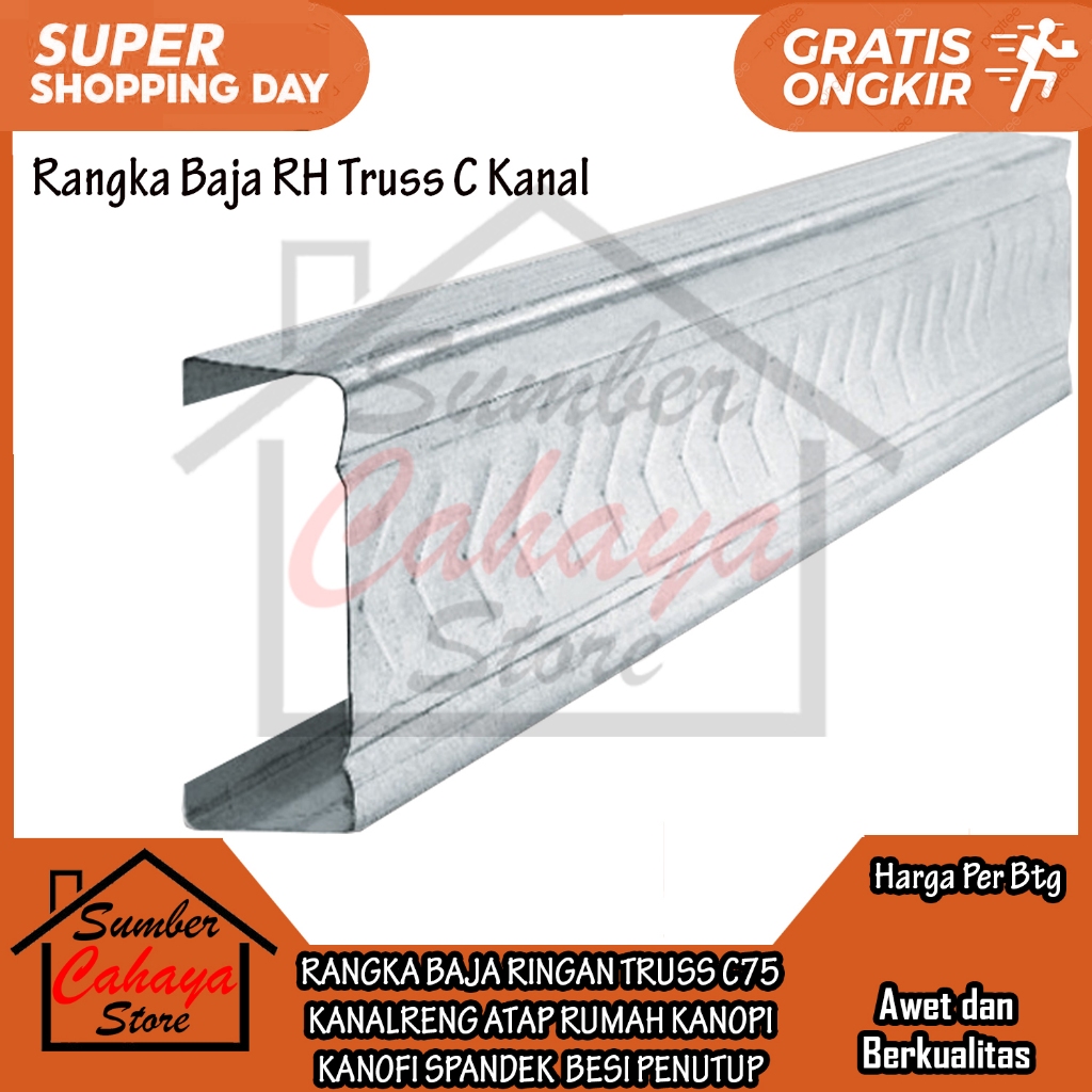 Jual [Instant] Rangka Baja Ringan RH Truss C75 Kanopi 0,75mm Metal C ...