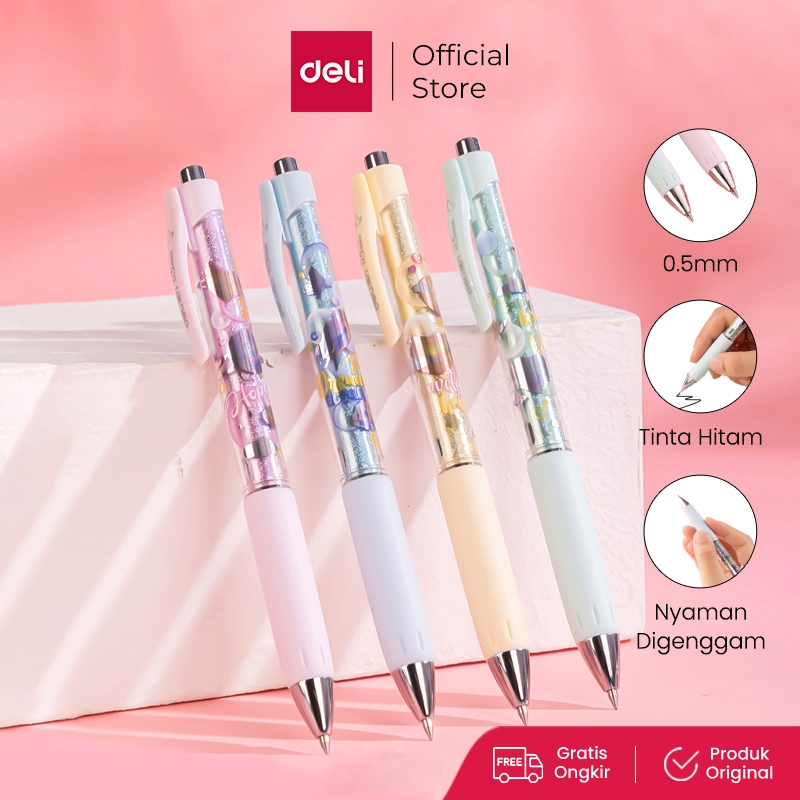 Jual Deli Pulpen Gel / Gel Pen 0.5mm Lucu Tinta Hitam SA126 1 pcs ...