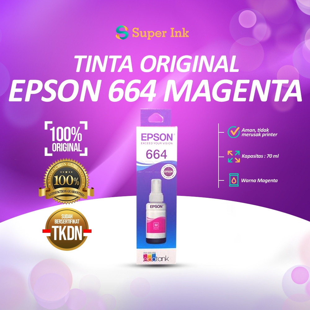 Jual Tinta EPSON Original 664 t6643 Magenta 70ml | Shopee Indonesia