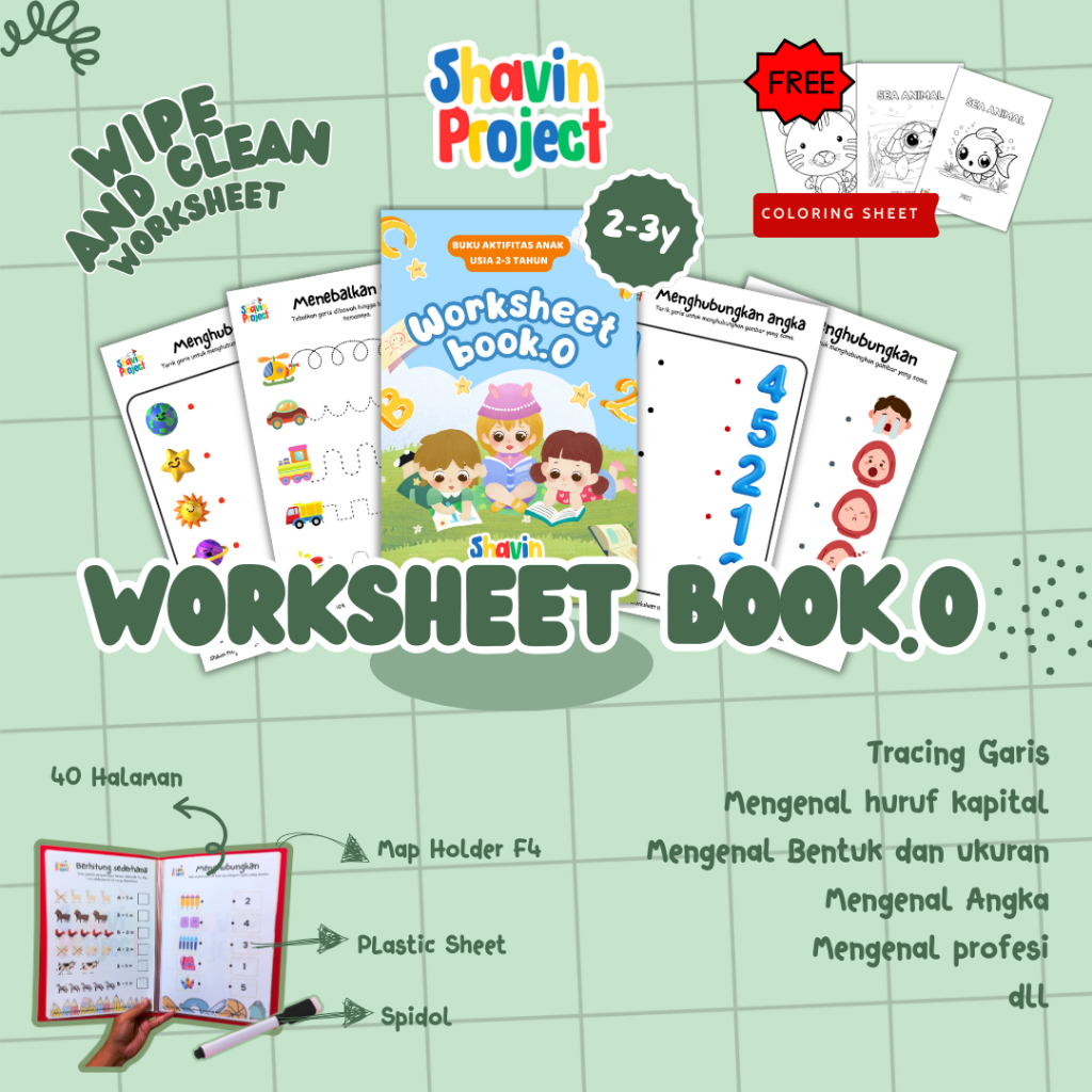 Jual Worksheet anak lembar aktivitas menulis berhitung membaca untuk TK ...