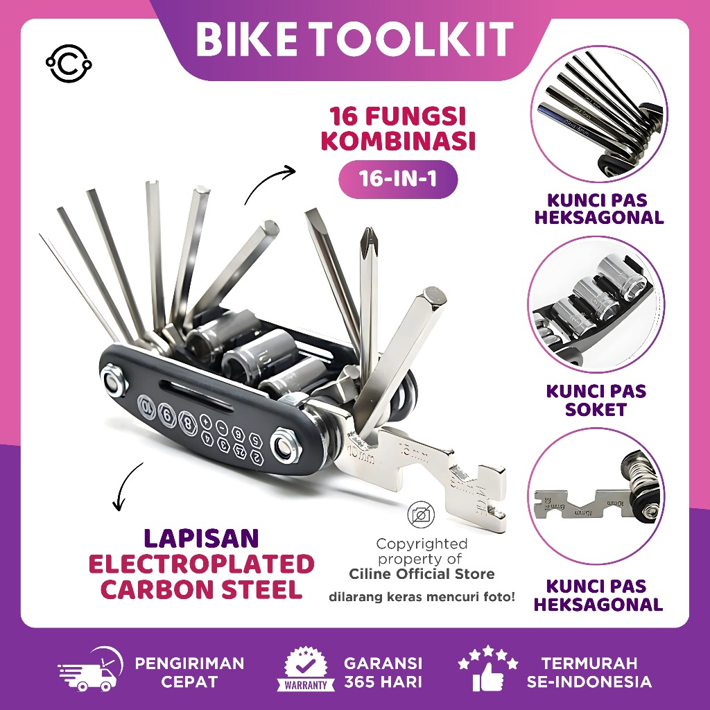 Jual Bike Toolkit Kunci Sepeda Set 16 in 1 Obeng Kunci L Tool Kit United Tools / Toolkit Kunci ...