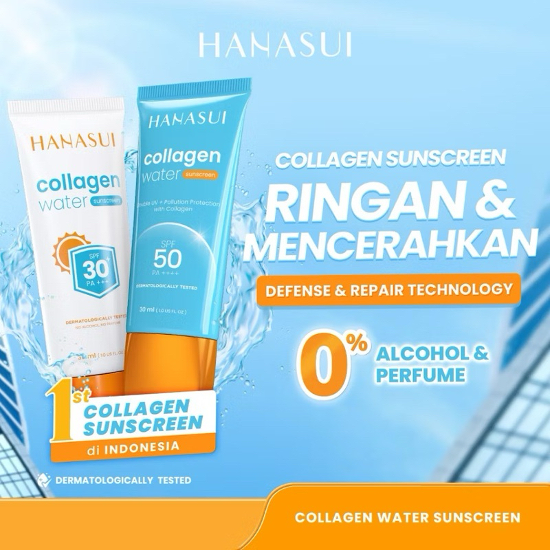 Jual Hanasui Collagen Water Sunscreen SPF 50 PA++++ | SPF 30 PA ...