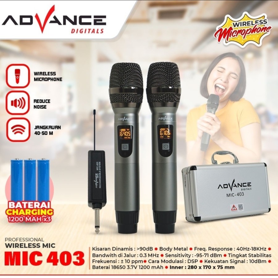 Jual Advance Double Microphone Wireless MIC-403 / Mic Tanpa Kabel ...
