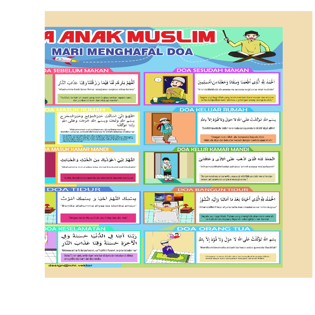 Jual Anak Muslim Mari Menghafal Doa / poster doa islami ukuran 32x48 cm | Shopee Indonesia
