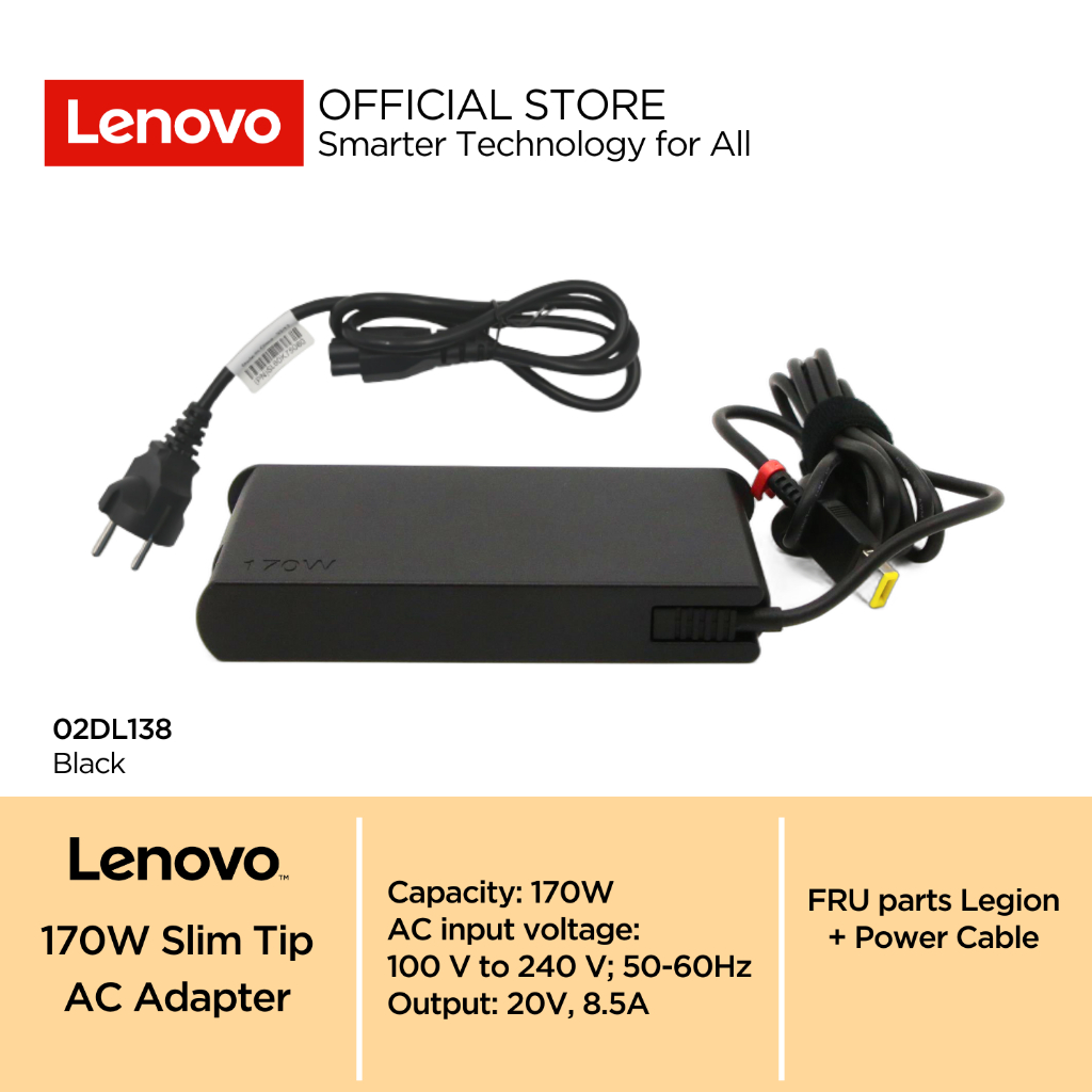 Jual Lenovo AC Adapter 170W Slim Tip 3Pin 20V 8.5A 02DL138 Charger ...