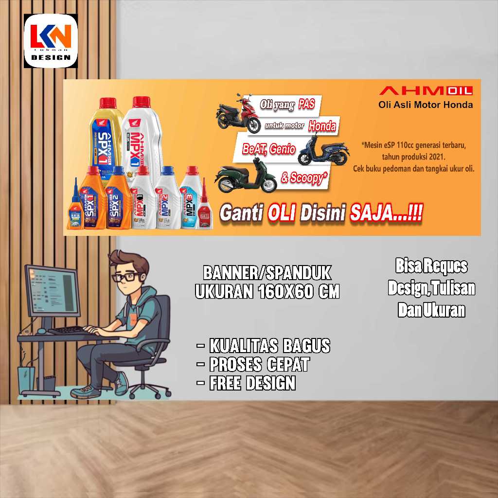 Jual Spanduk Banner AHM OIL custom | Shopee Indonesia