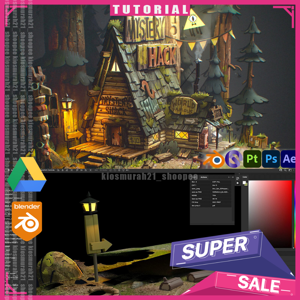 Jual Blender 3D - Mystery Shack - Stylized 3D Diorama - Tutorial 3D ...