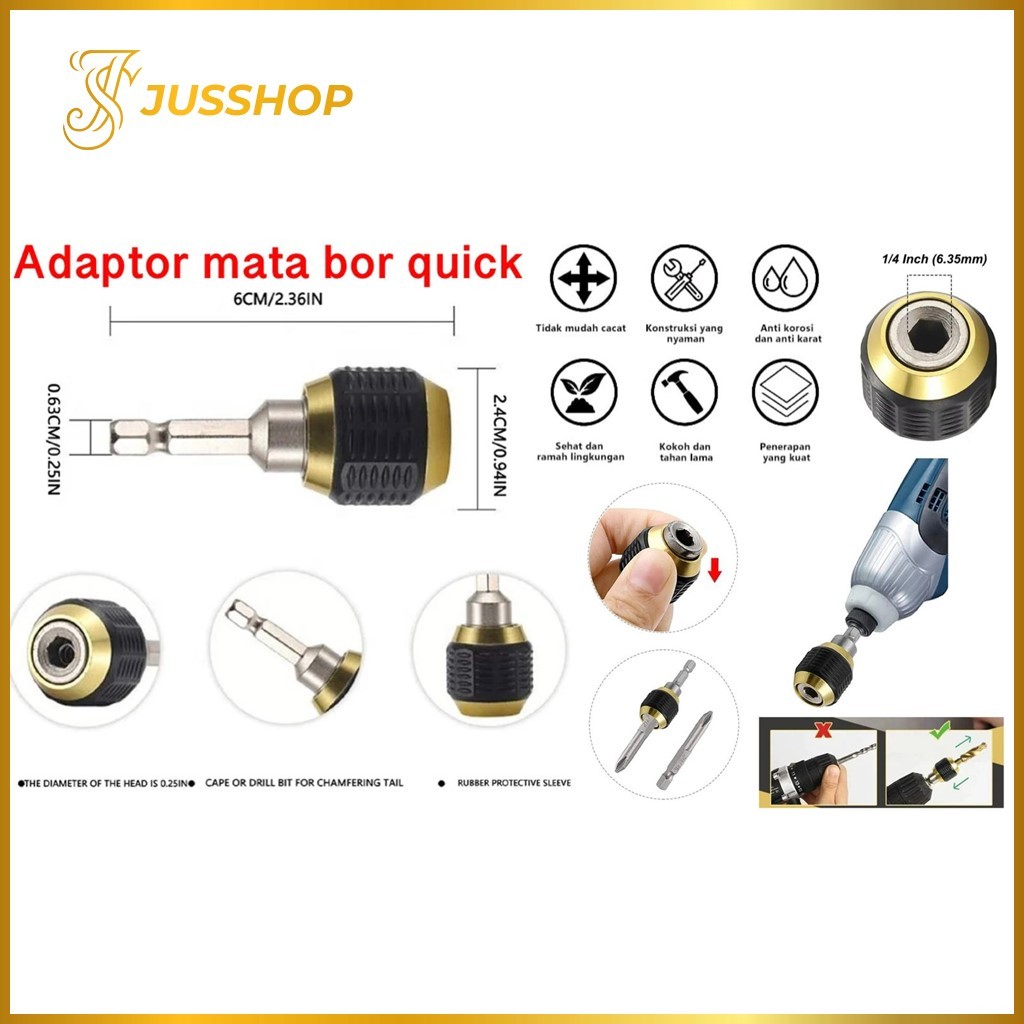 Jual Adaptor Mata Bor Quick Change Chuck Heksagonal Kepala Adaptor Mata ...