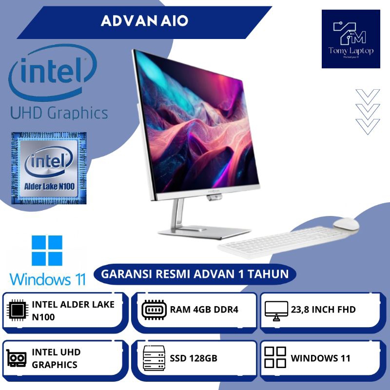 Jual PC BARU ADVAN AIO/ INTEL ALDER LAKE N100/ 4GB DDR4/ SSD 128GB/ 23 ...