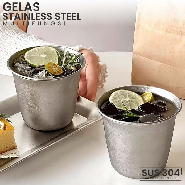 Jual SUS 304 Gelas Korea Stainless Steel 370ml Aesthetic Tebal ...