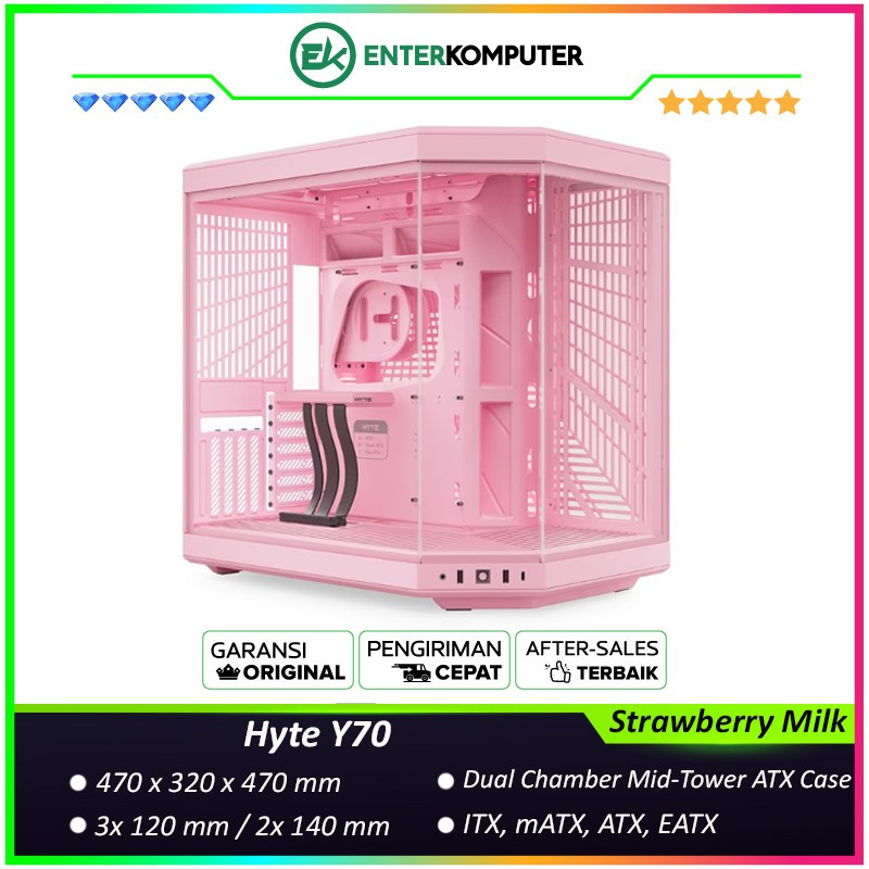 Jual Hyte Y70 Strawberry Milk - Modern Aesthetic Dual Chamber ATX Case ...