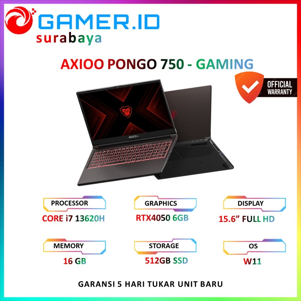 Jual LAPTOP AXIOO PONGO 750 I7 13620H RTX4050 6GB - 16GB 512GB 15.6FHD ...