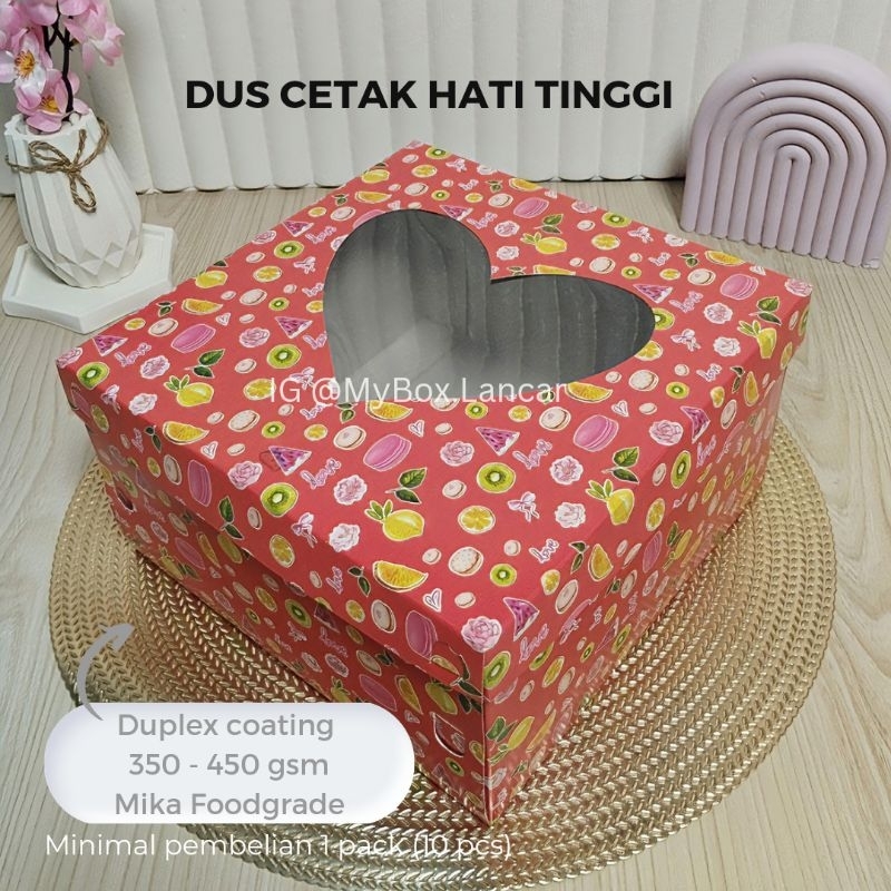 Jual (GROSIR 100 LEMBAR) BOX TART HATI DOS KOTAK MOTIF DUS MERAH TART ...