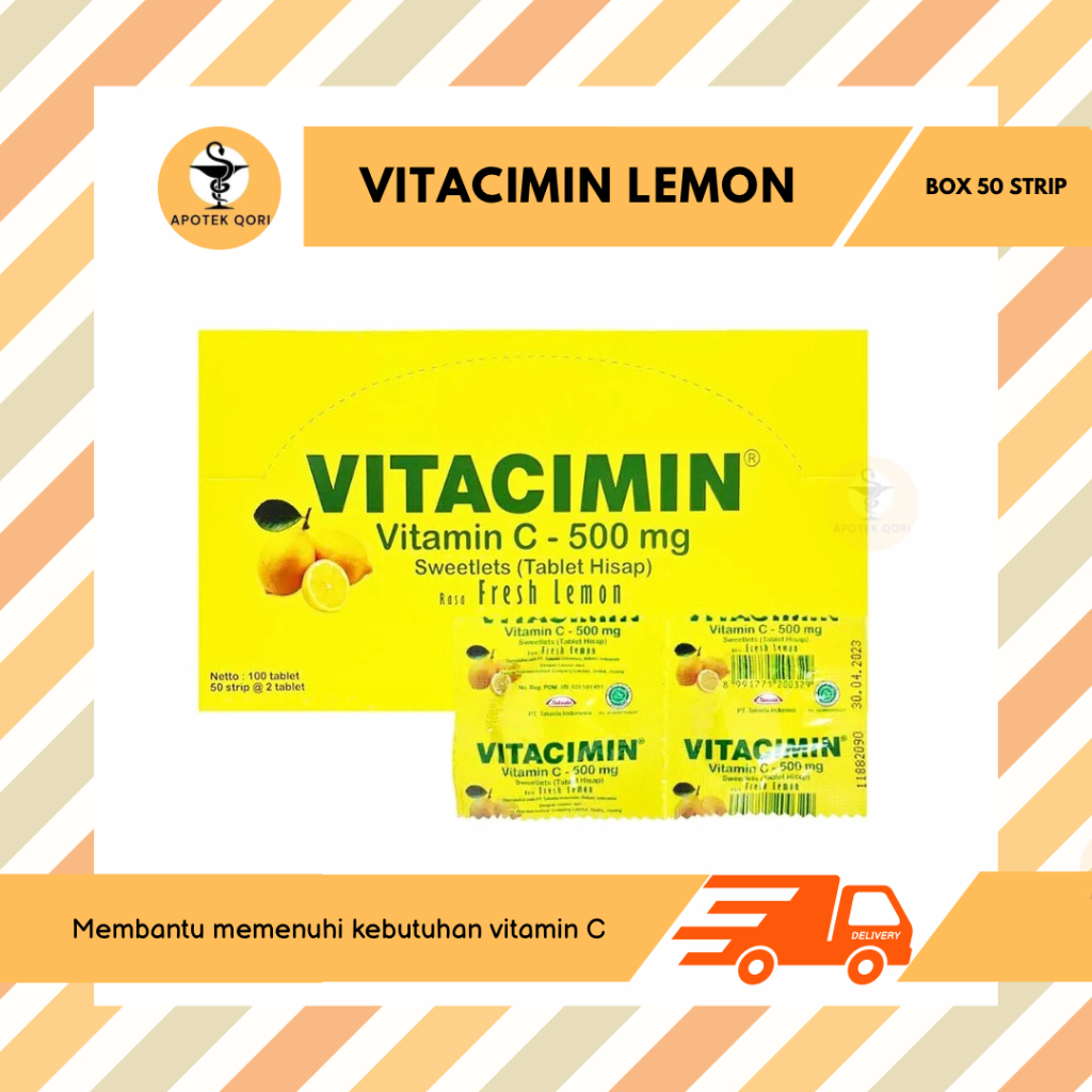 Jual VITACIMIN LEMON BOX 100 TABLET/VITAMIN C 500 MG/SUPLEMEN DAYA ...