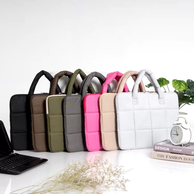 Jual tas laptop fluffy tas laptop garis kotak kotak tas laptop wanita ...