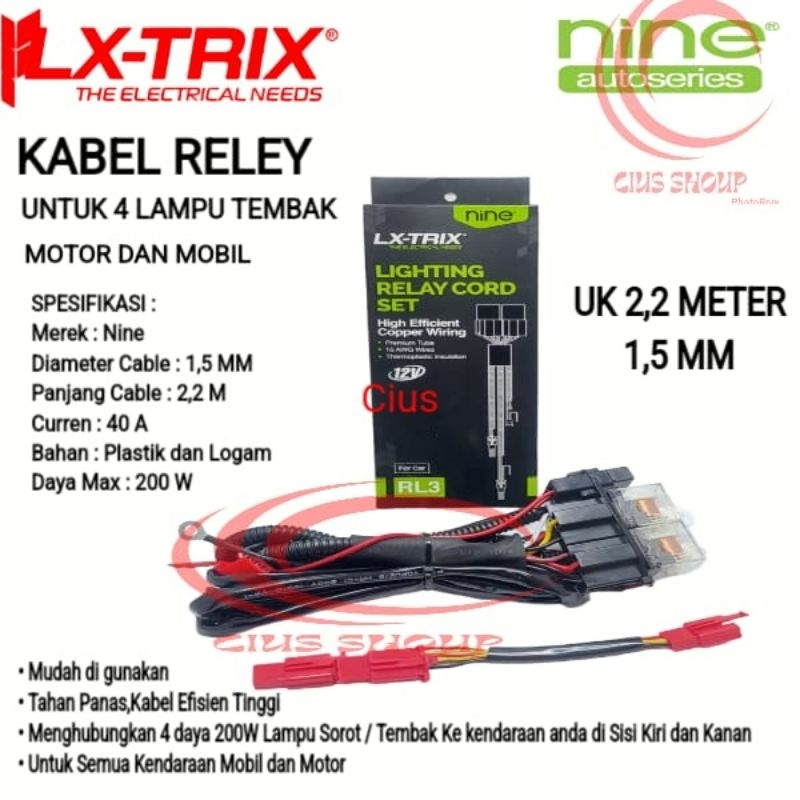 Jual KABEL RELEY LAMPU LED SOROT LED TEMBAK NINE RL3 RL5 HI LOW 2 ...