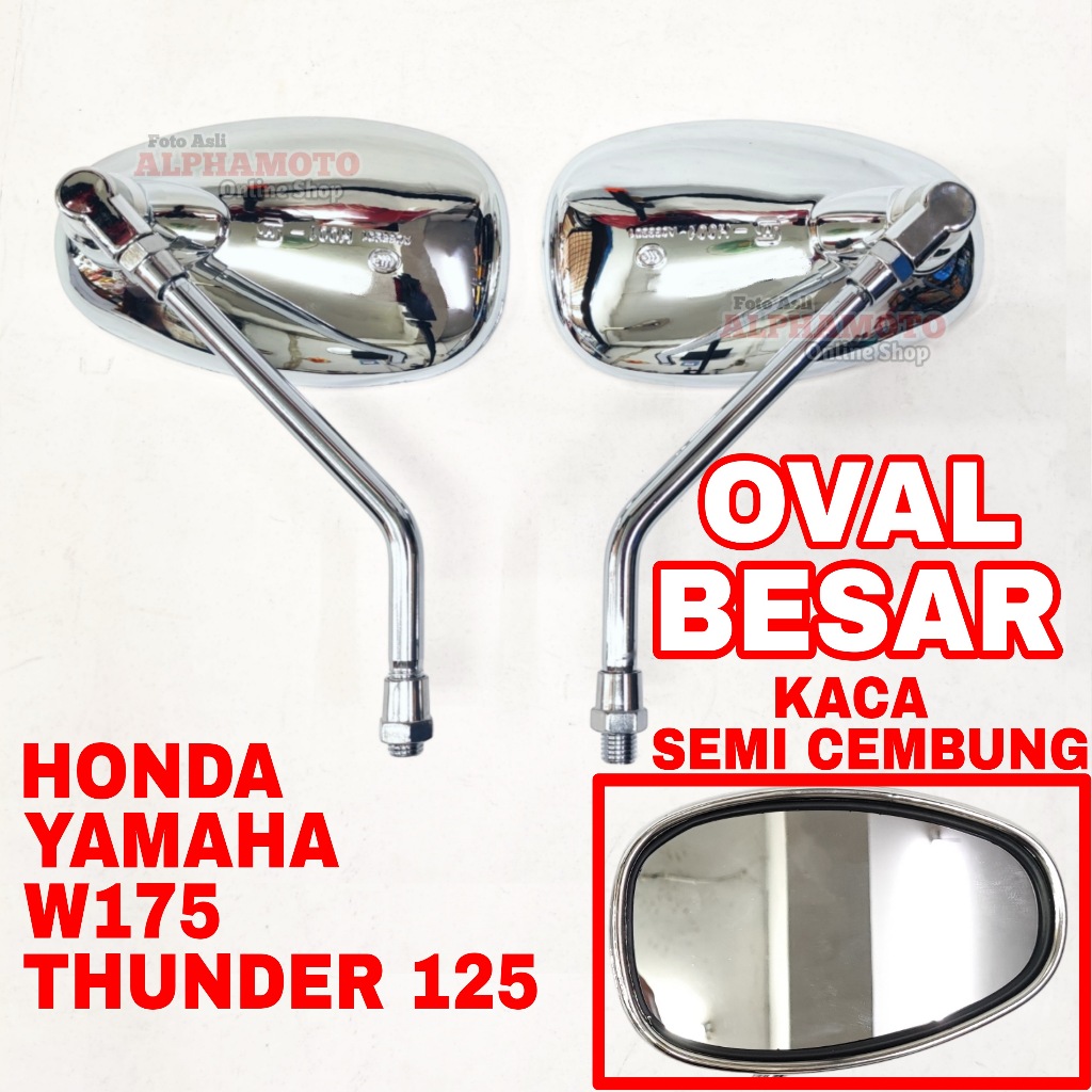 Jual spion JUMBO CLASSIC oval retro chrome w175 w250 cb100 c70 scoopy ...