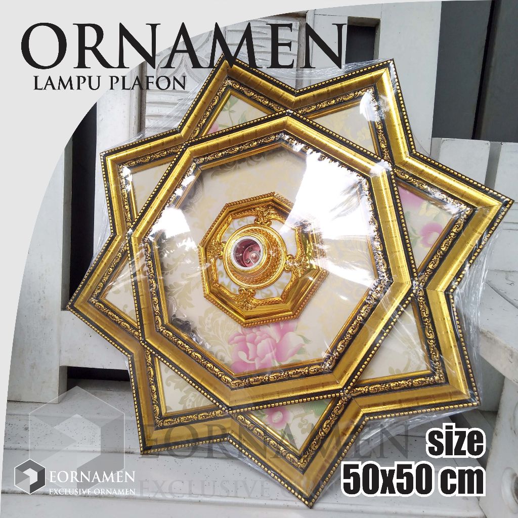 Jual ornamen lampu plafon pvc / fitting lampu hias ukuran 50 x 50 cm ...
