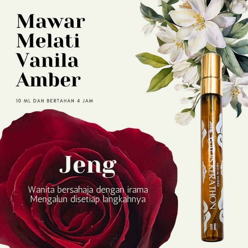 Jual Minyak wangi mawar vanila wanita Gadis Kerathon edisi JENG 10ML edt rose jasmine vanilla ...