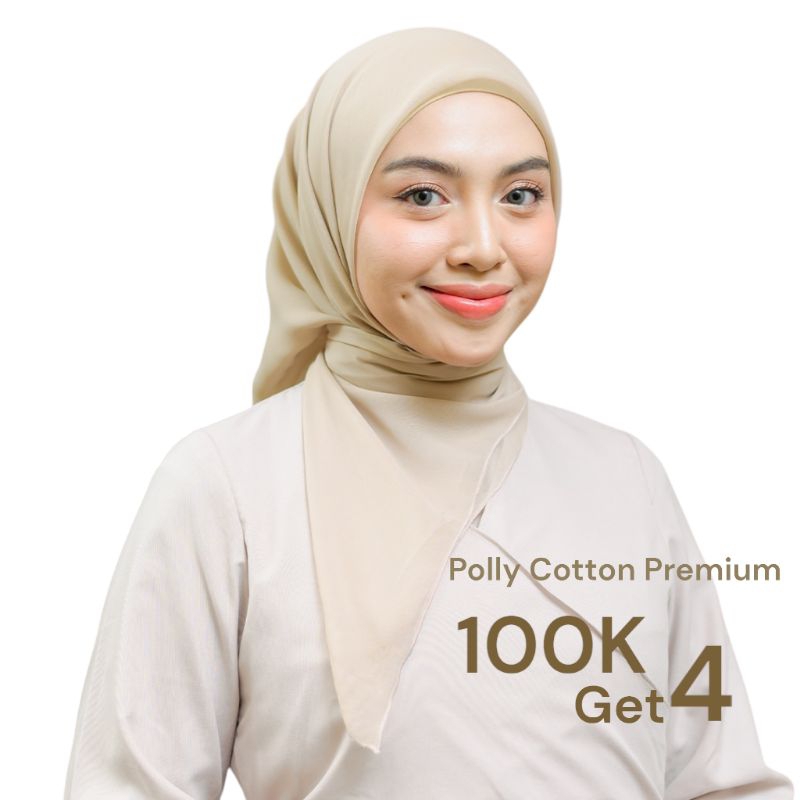 Jual New Hijab Segiempat Polly cotton Premium 100k Get 4pcs | Shopee ...